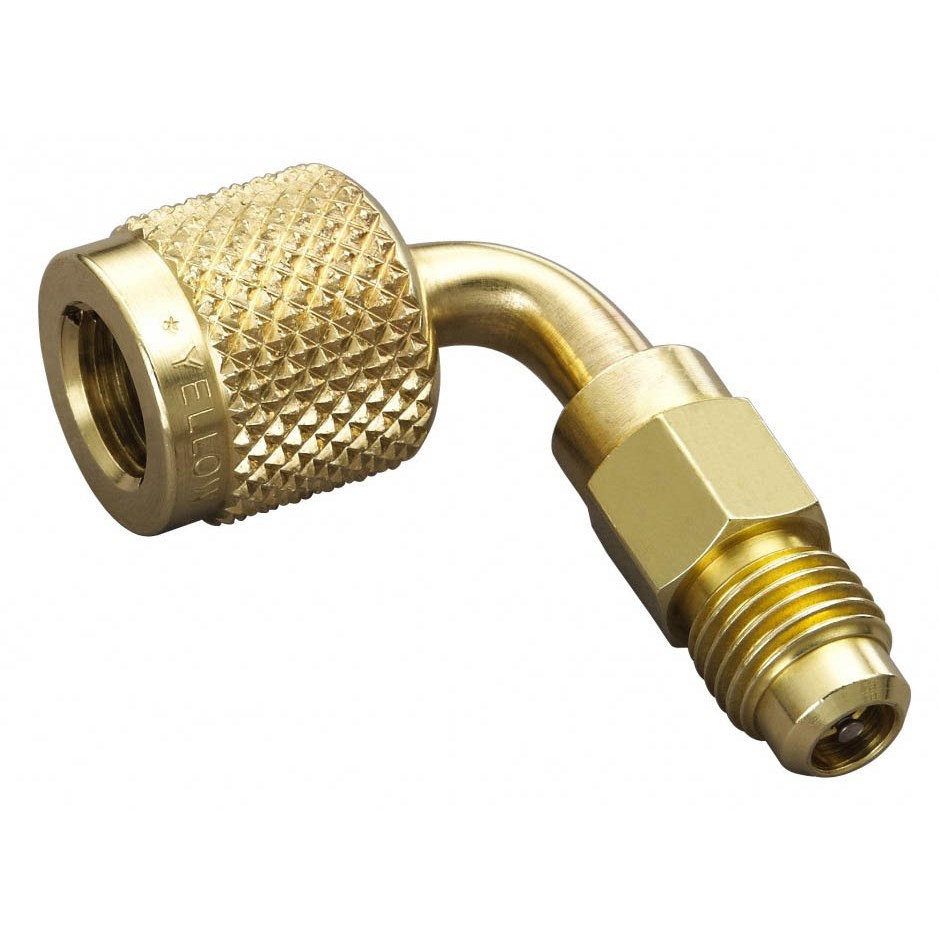 Yellow Jacket 90 Degree 1/4" Female X 1/4" Male Flare with Schrader ...