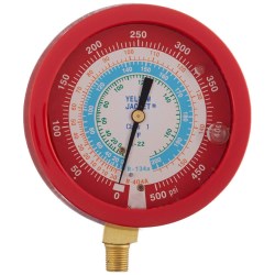 Yellow Jacket 3-1/2" Liquid-Filled 0-500 PSI Red Pressure Gauge | 49513 ...