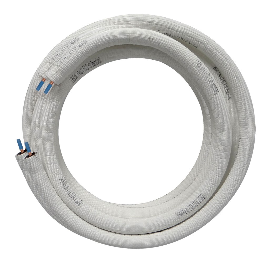 EZ-Pull 3/8" X 5/8" X 25' White Mini-Split Line Set without Flare Nut ...